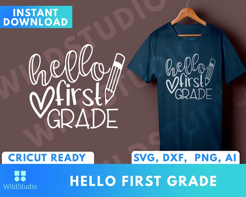 Hello First Grade SVG Digital Cut File Back to School 1st - Etsy