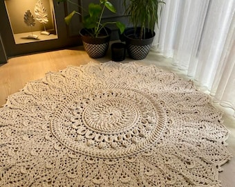 Macrame Carpet, Round Crochet Carpet, Floor Rug, Decorative Carpet ...