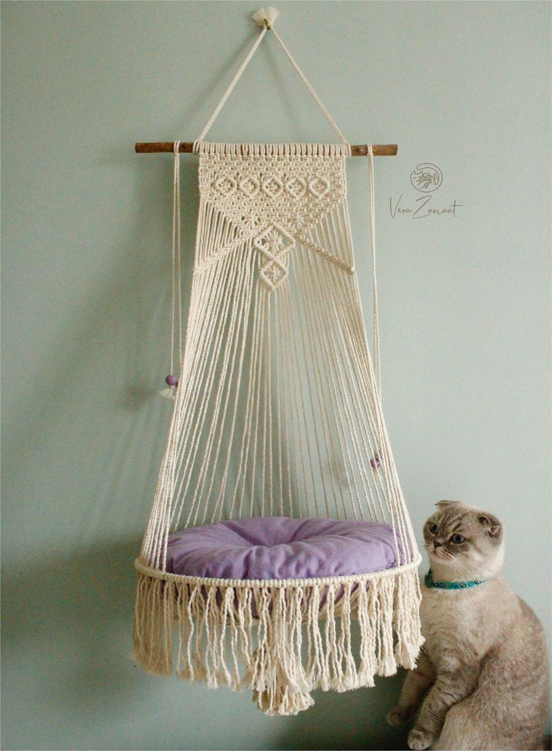 Macrame Cat Hammock Hanging Cat Bed Pet Wall Furniture Cat - Etsy