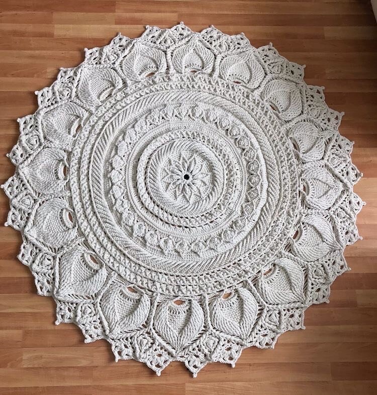 Macrame Carpet Round Crochet Carpet Floor Rug Decorative | Etsy