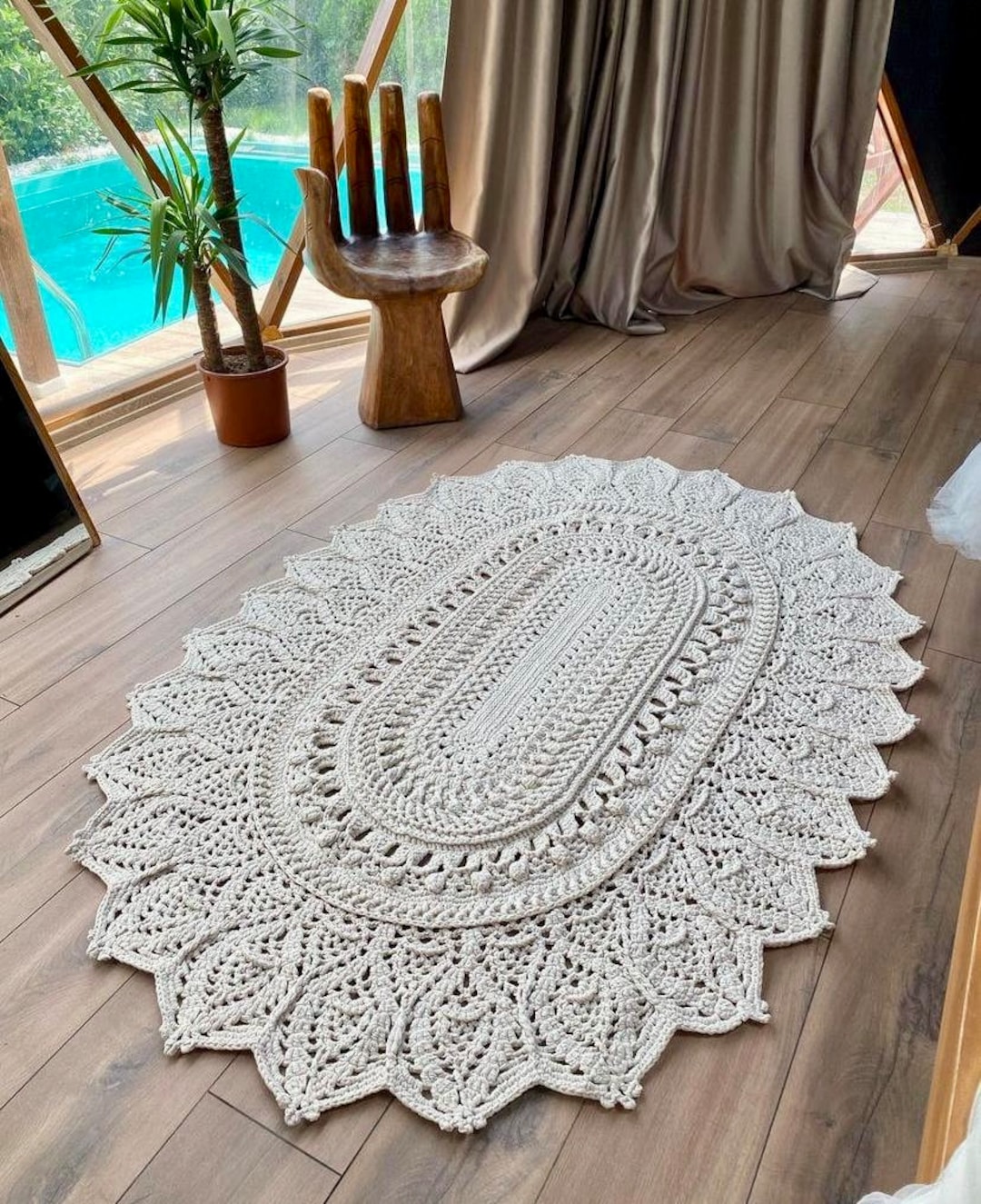 Round Crochet Carpet, Macrame Carpet, Floor Rug, Decorative Carpet ...