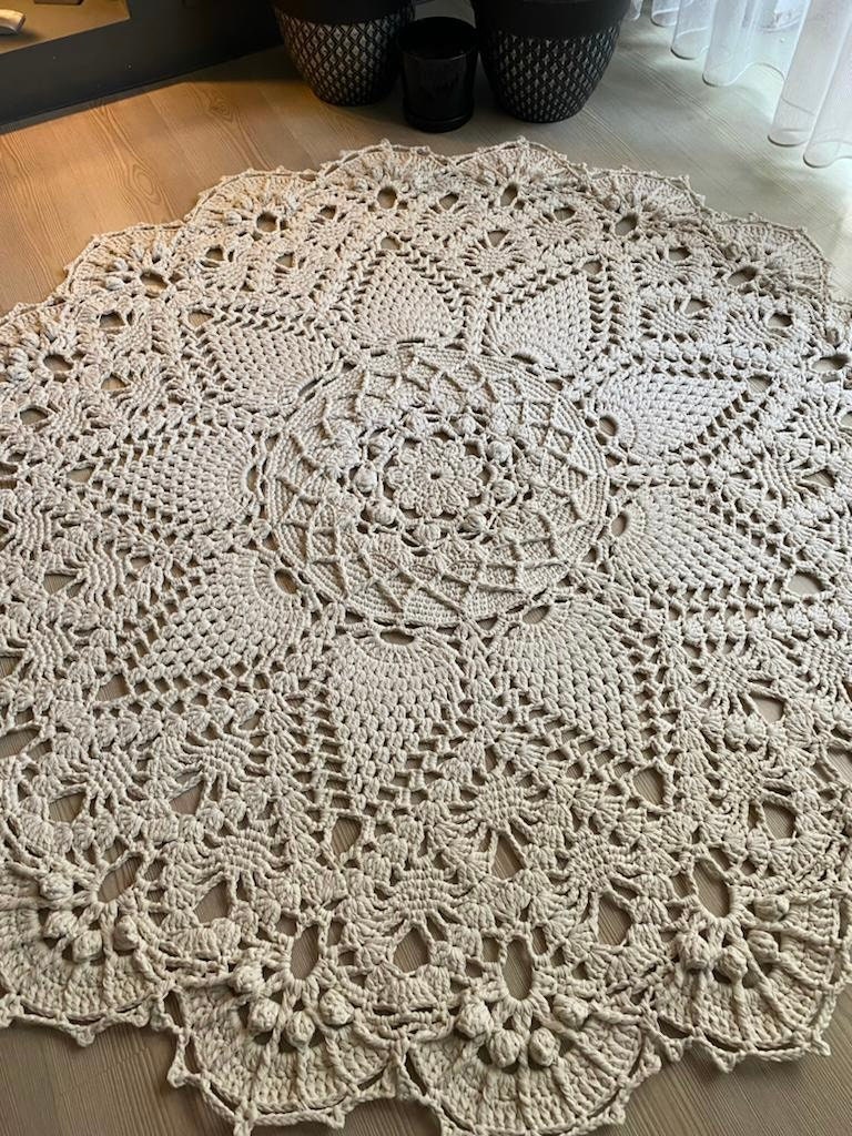 Large Macrame Mat, Decorative Carpet,macrame Carpet, Round Crochet ...