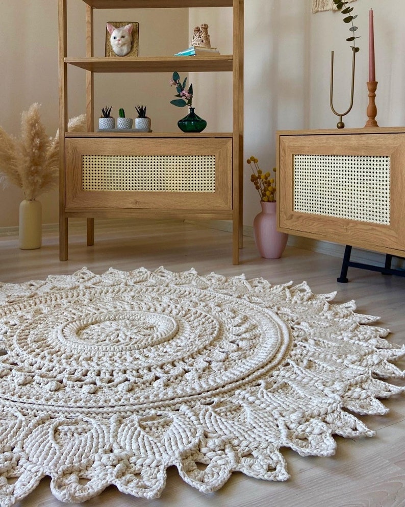 Macrame Carpet Round Crochet Carpet Floor Rug Decorative - Etsy