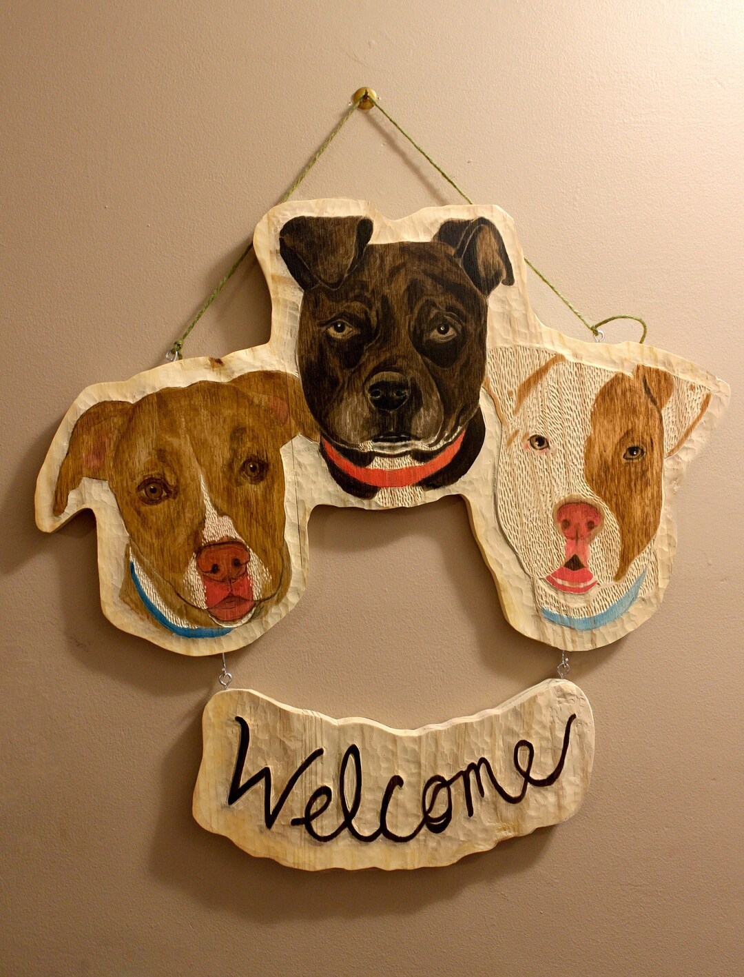 Customizable Triple Pet Portrait Door Hanger/welcome Sign - Etsy