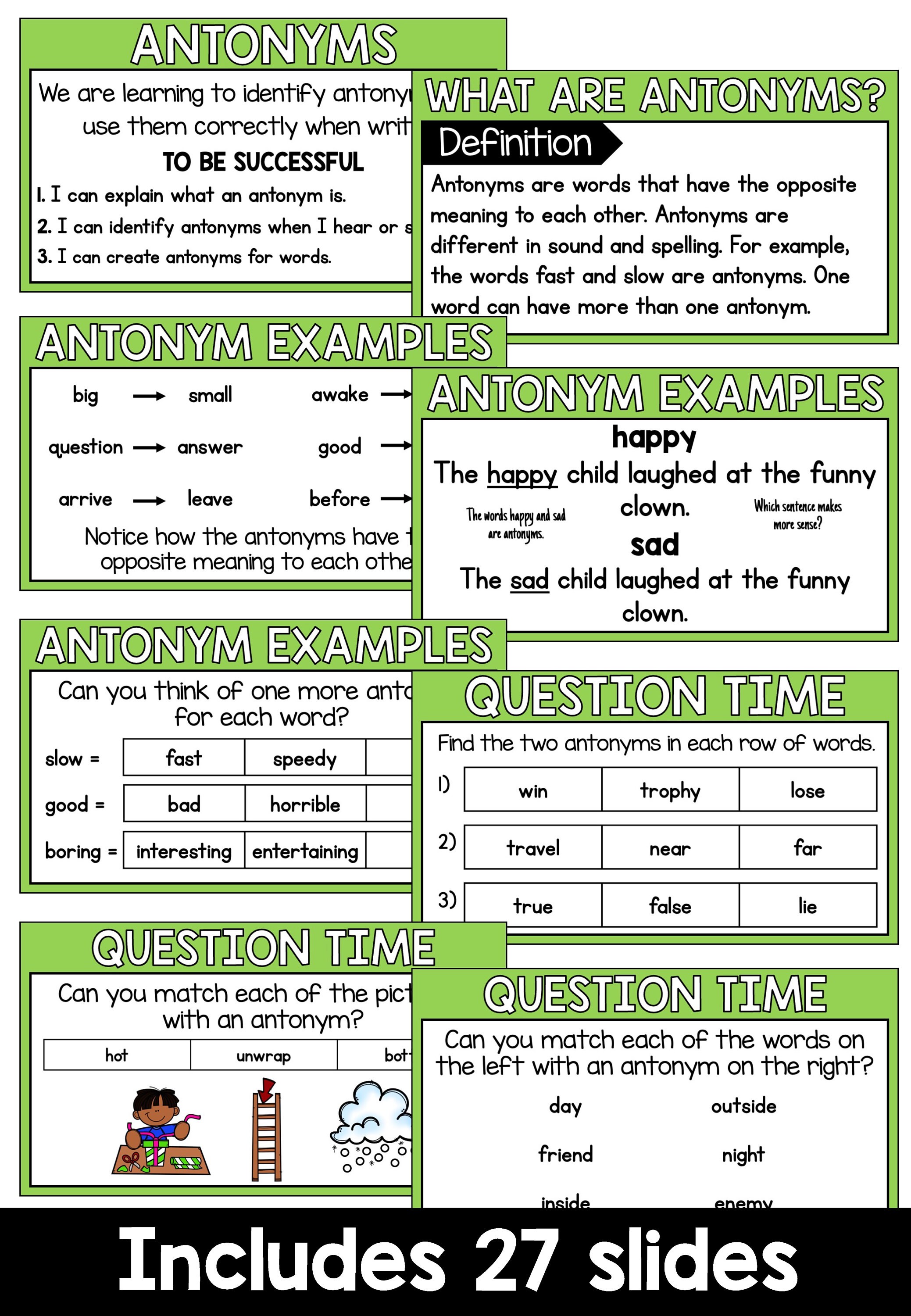 Antonyms Grammar Powerpoint Guided Teaching - Etsy