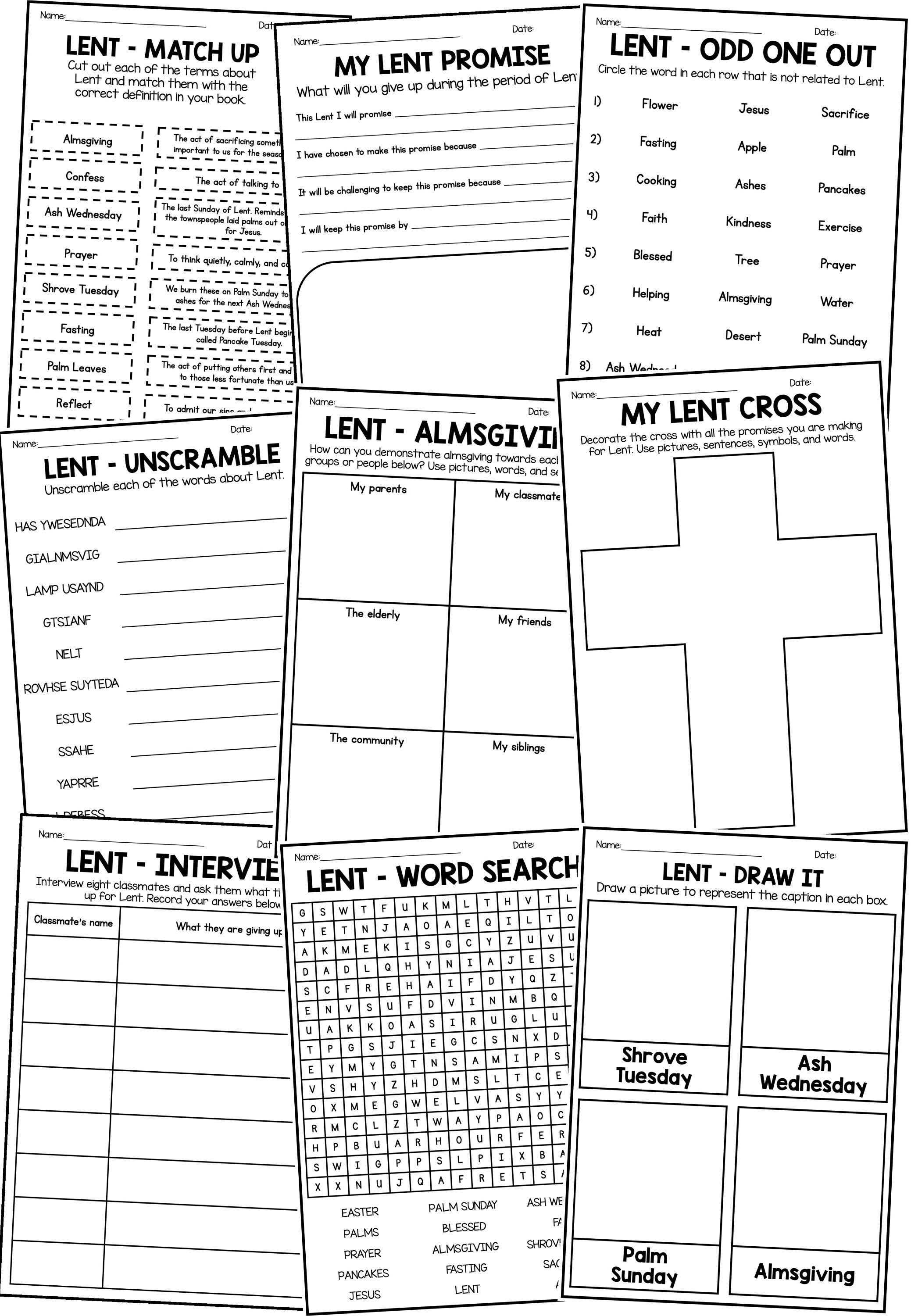 The Season of Lent - Learning Activity Pack - Etsy