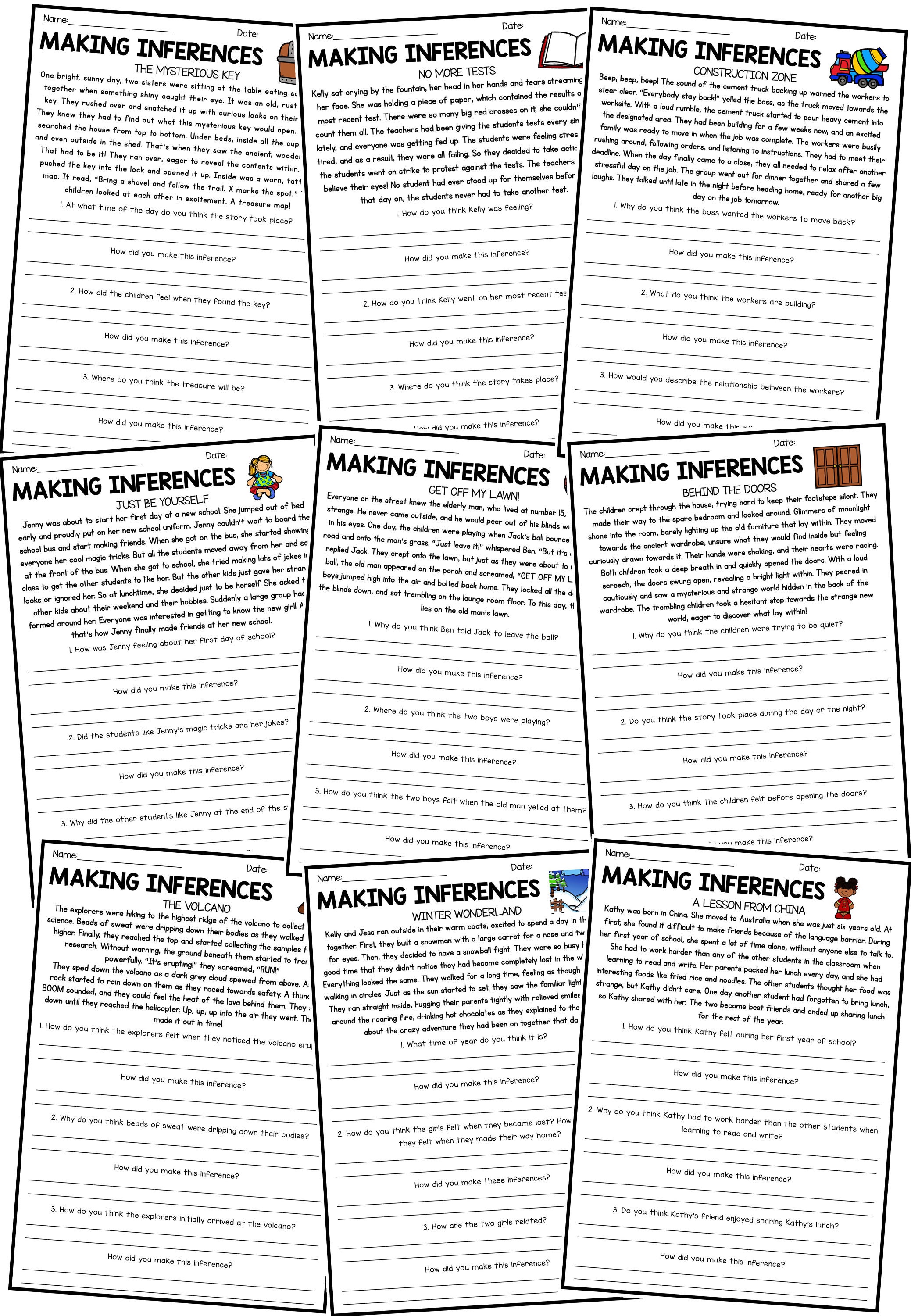 Making Inferences and Drawing Conclusions - Reading Worksheet Pack - Etsy