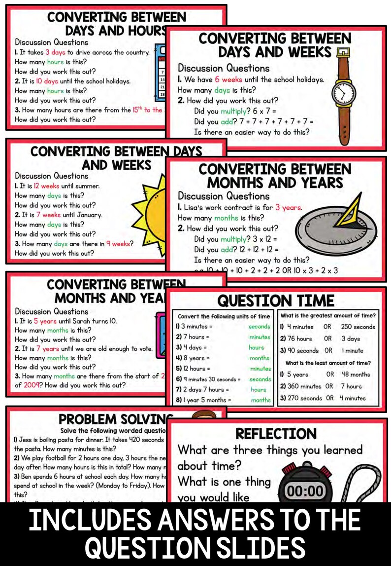 Converting Between Units of Time - Teaching Powerpoint Presentation - Etsy