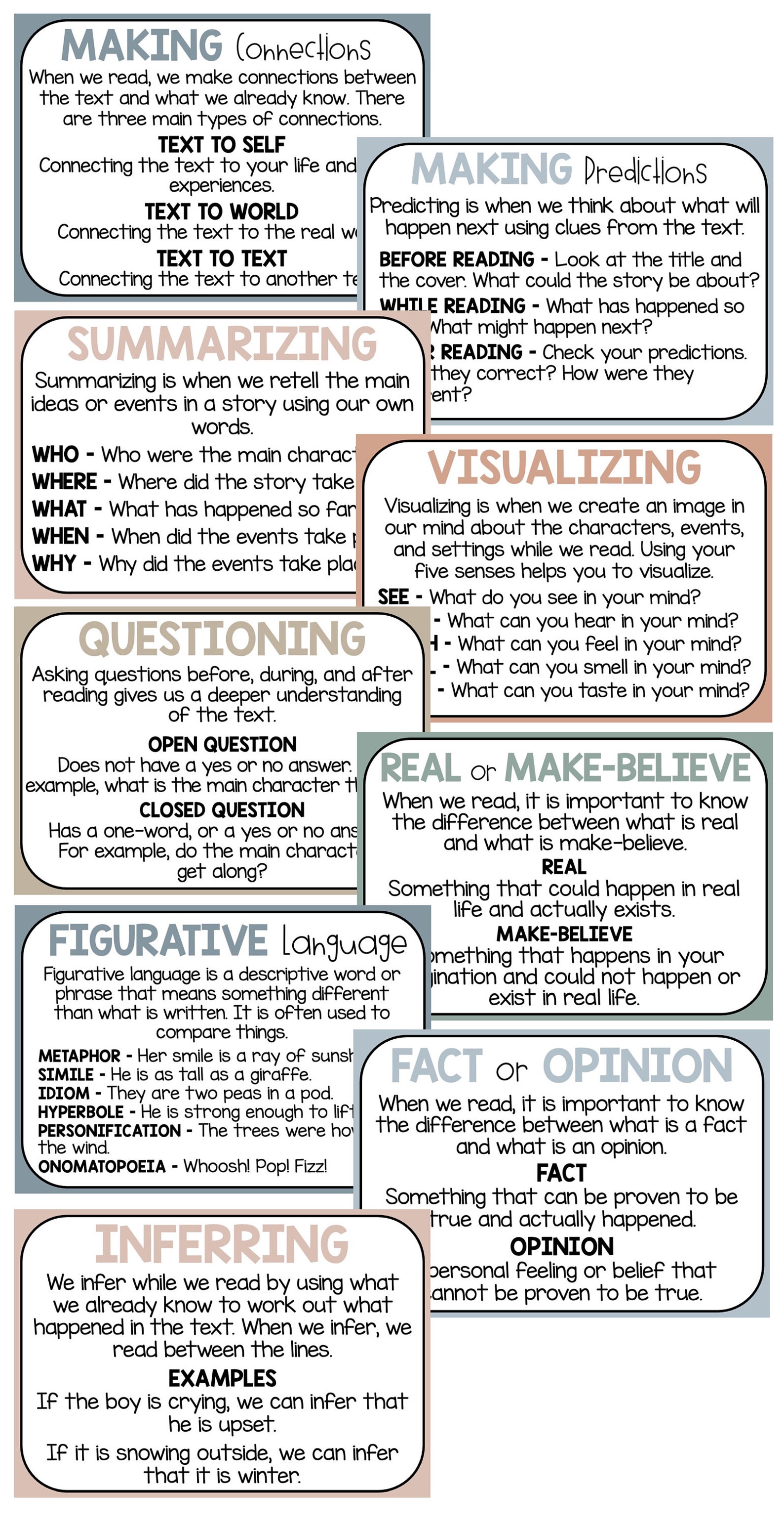 Reading Strategies Poster Set - Earth Tones Classroom Decor - Etsy