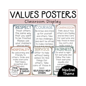 Values Posters Earth Tones - Classroom Decor - Etsy