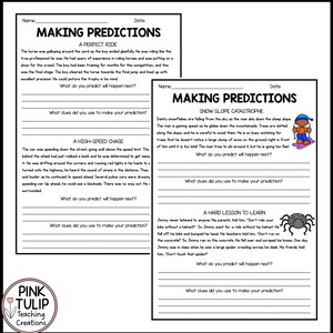 Making Predictions (predicting) - Reading Worksheet Pack - Etsy