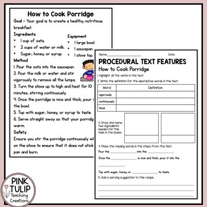 Procedural Text Examples - Ten Reading Samples With Comprehension - Etsy