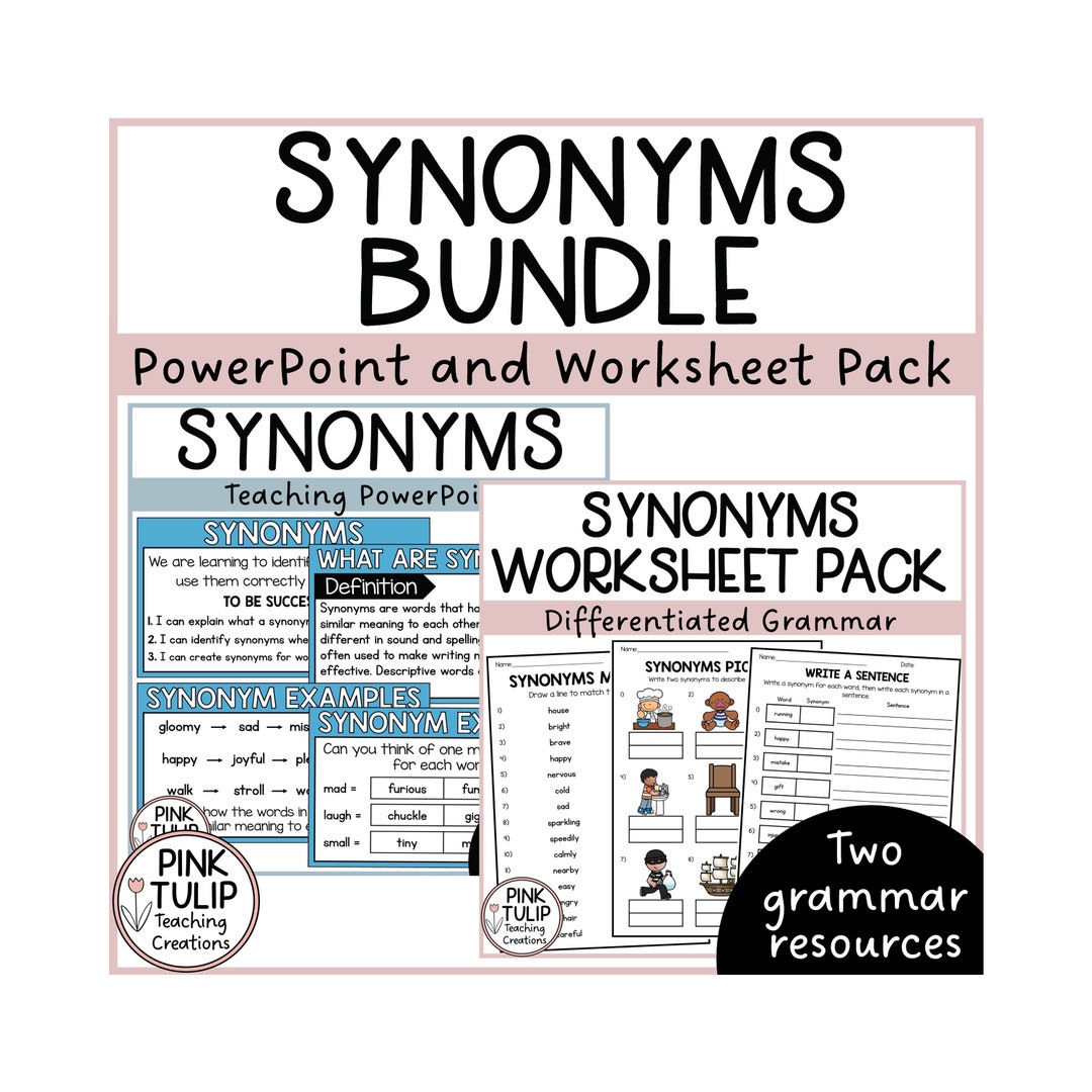 Synonyms Bundle - Worksheet Pack and Guided Teaching Powerpoint - Etsy