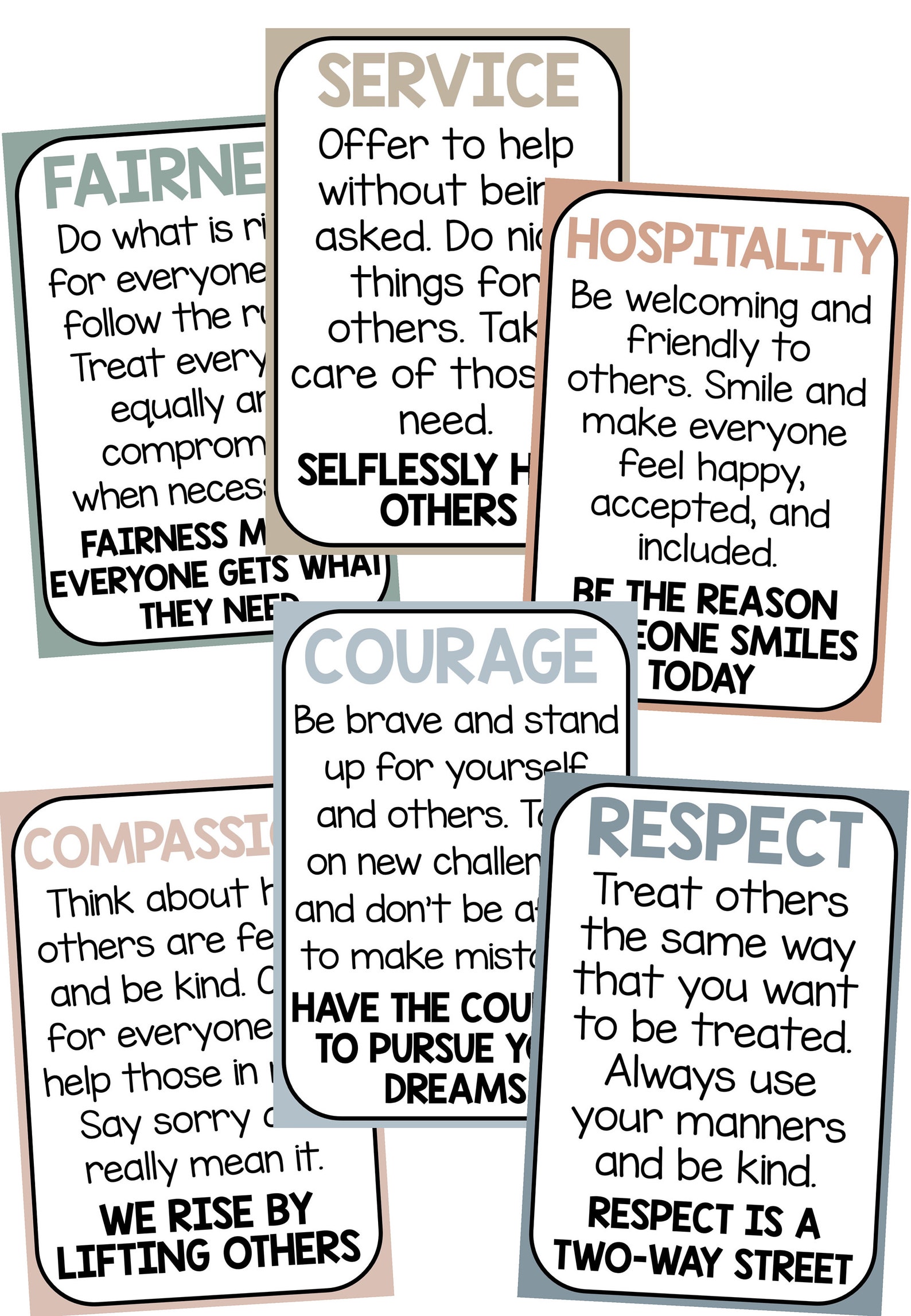 Values Posters Earth Tones - Classroom Decor - Etsy