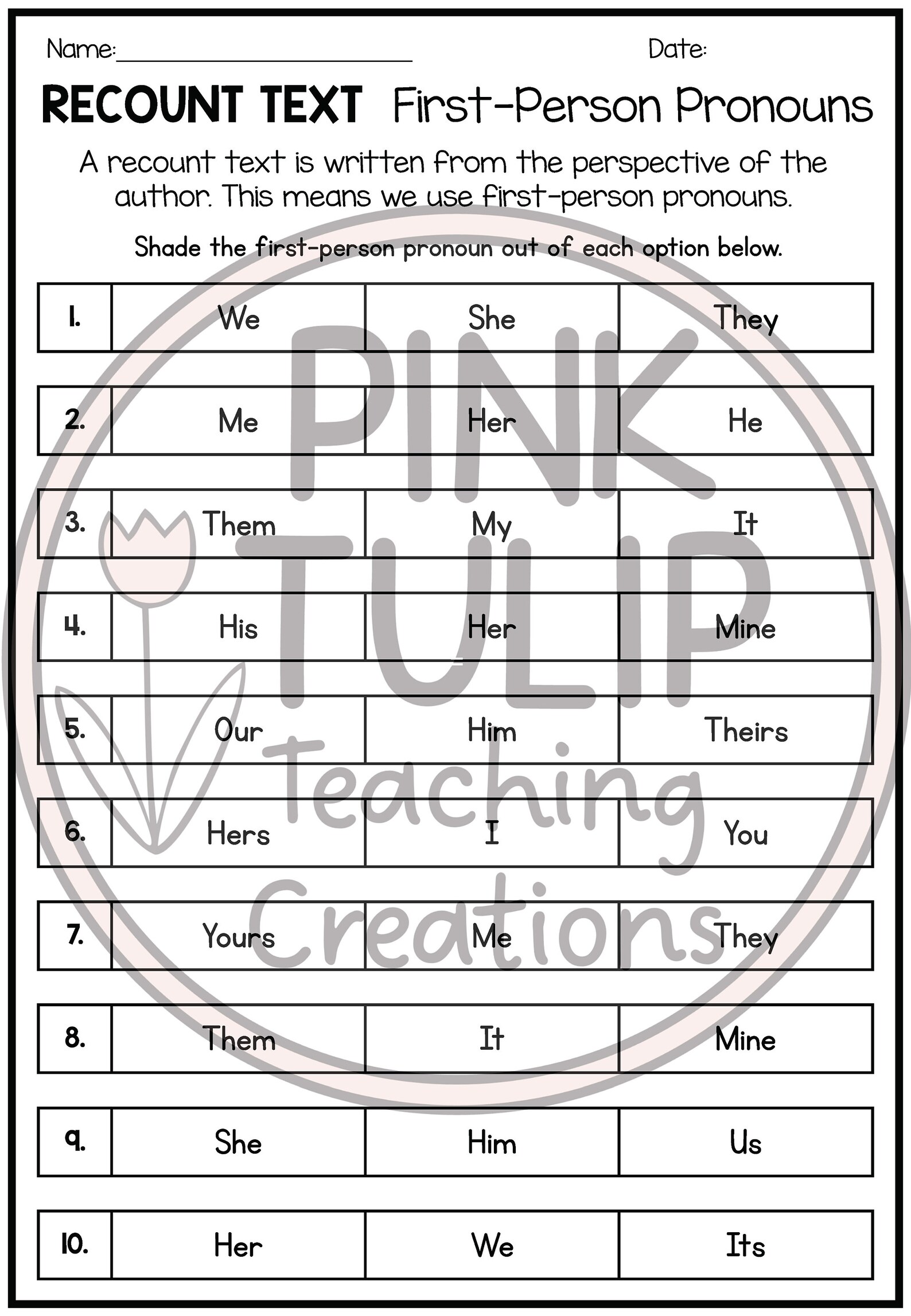 Recount Text Writing Worksheet Pack No Prep Lesson Ideas - Etsy