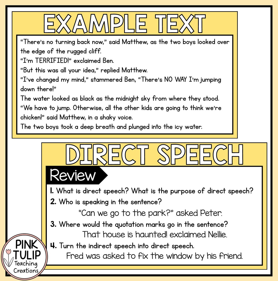 Direct Speech Quotation Marks Powerpoint - Guided Teaching - Etsy