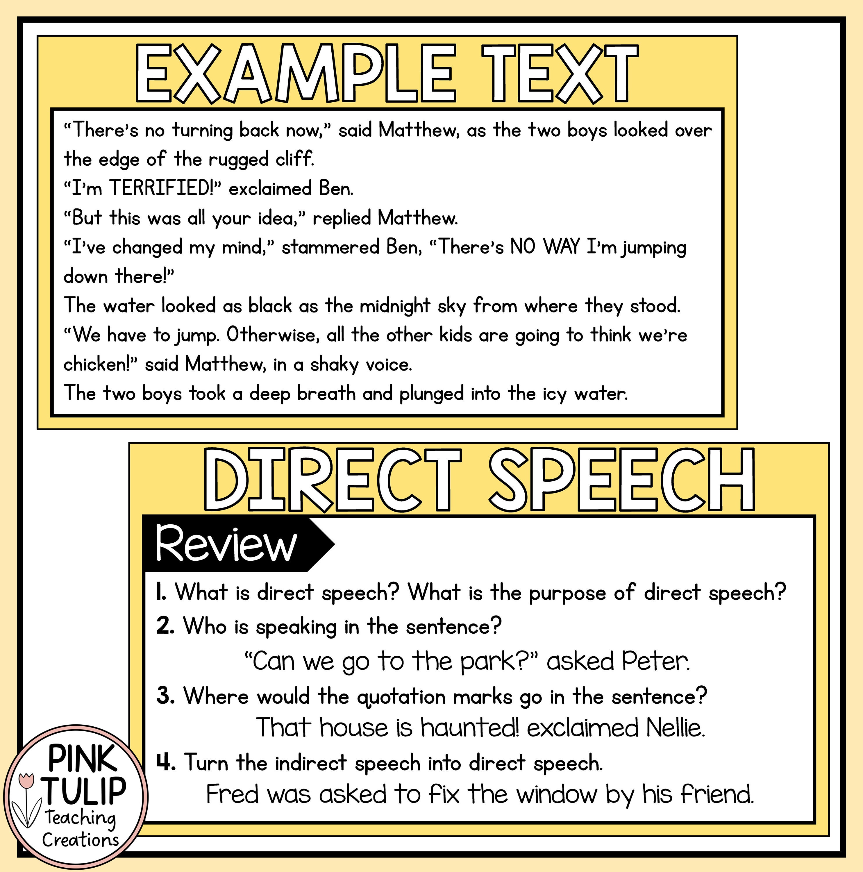 Direct Speech Quotation Marks Powerpoint - Guided Teaching - Etsy