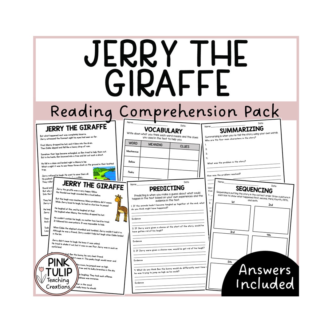 Jerry the Giraffe - Story and Reading Comprehension Pack - Etsy