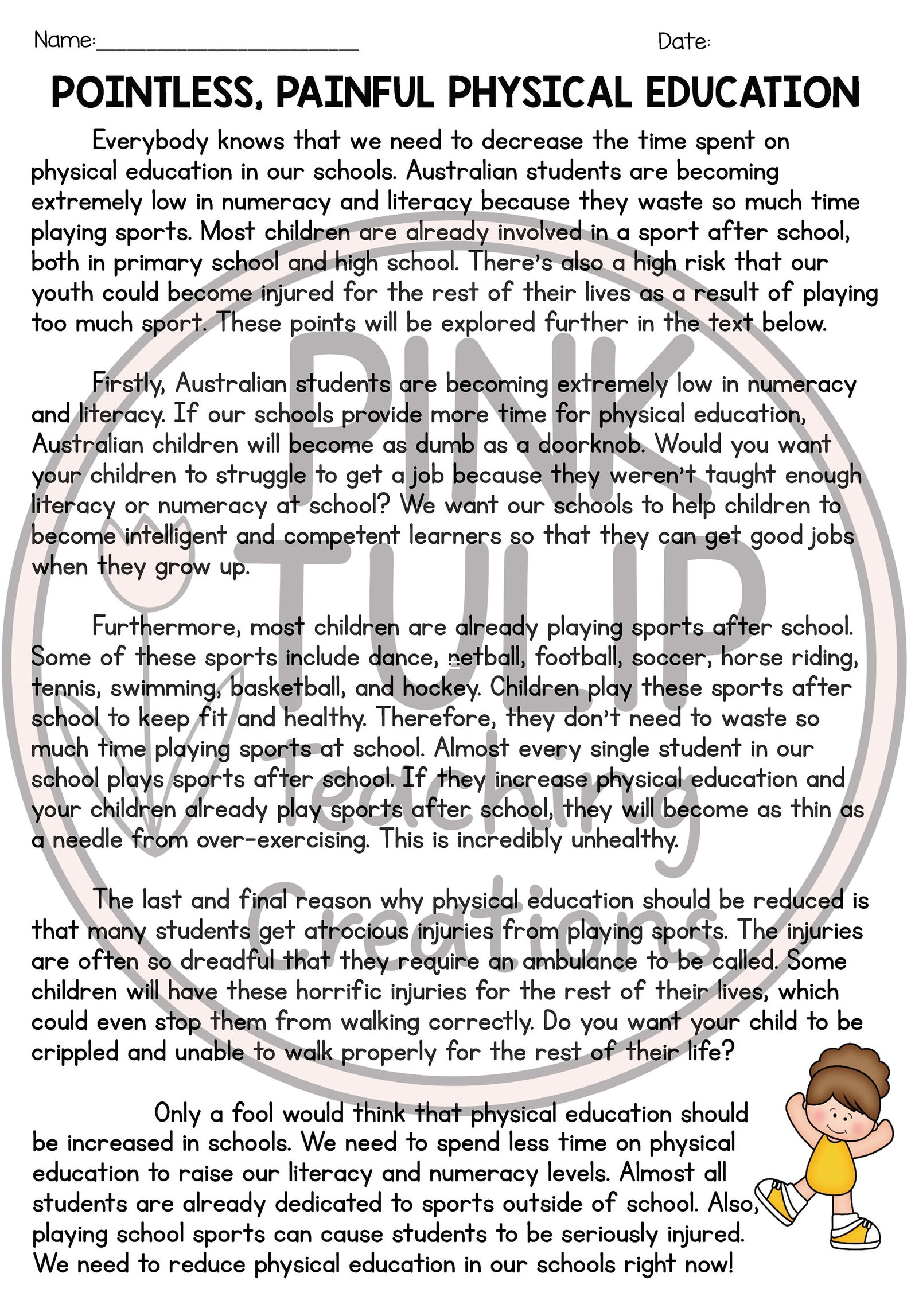 Persuasive Writing Comprehension - Pointless, Painful, Physical ...