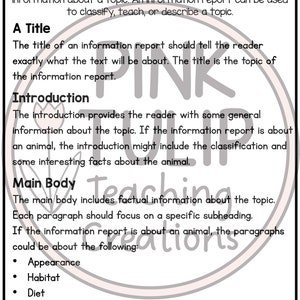 Information Text Reading and Writing Worksheet Pack - No Prep Lesson ...