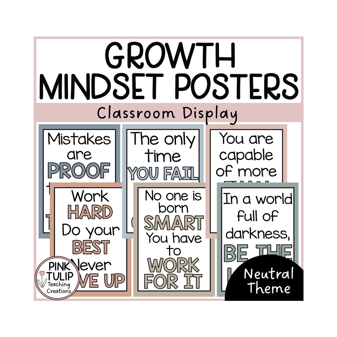 Growth Mindset Poster Set - Earth Tones Classroom Decor - Etsy