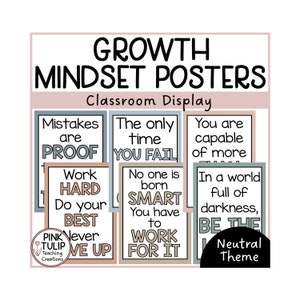 Growth Mindset Poster Set - Earth Tones Classroom Decor - Etsy