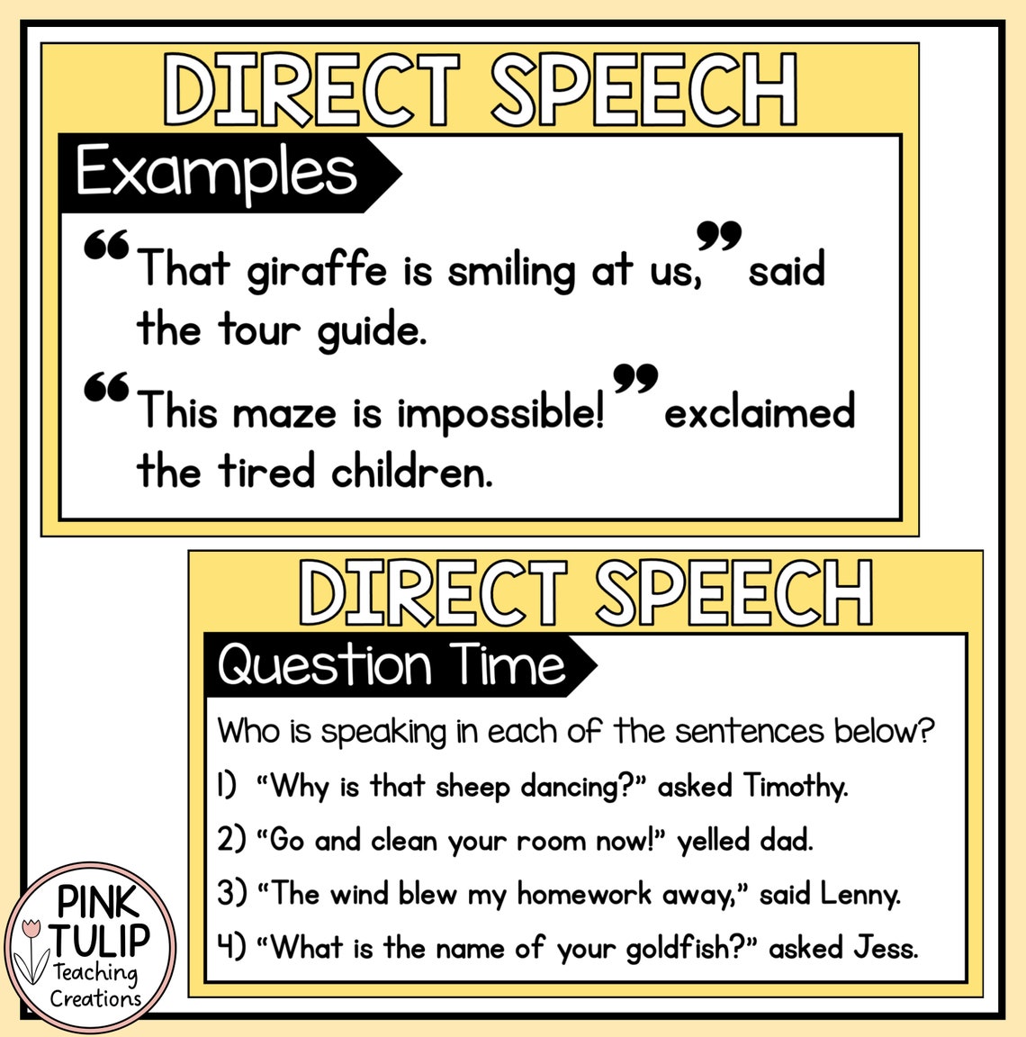 Direct Speech Quotation Marks Powerpoint - Guided Teaching - Etsy