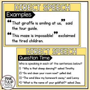 Direct Speech Quotation Marks Powerpoint - Guided Teaching - Etsy
