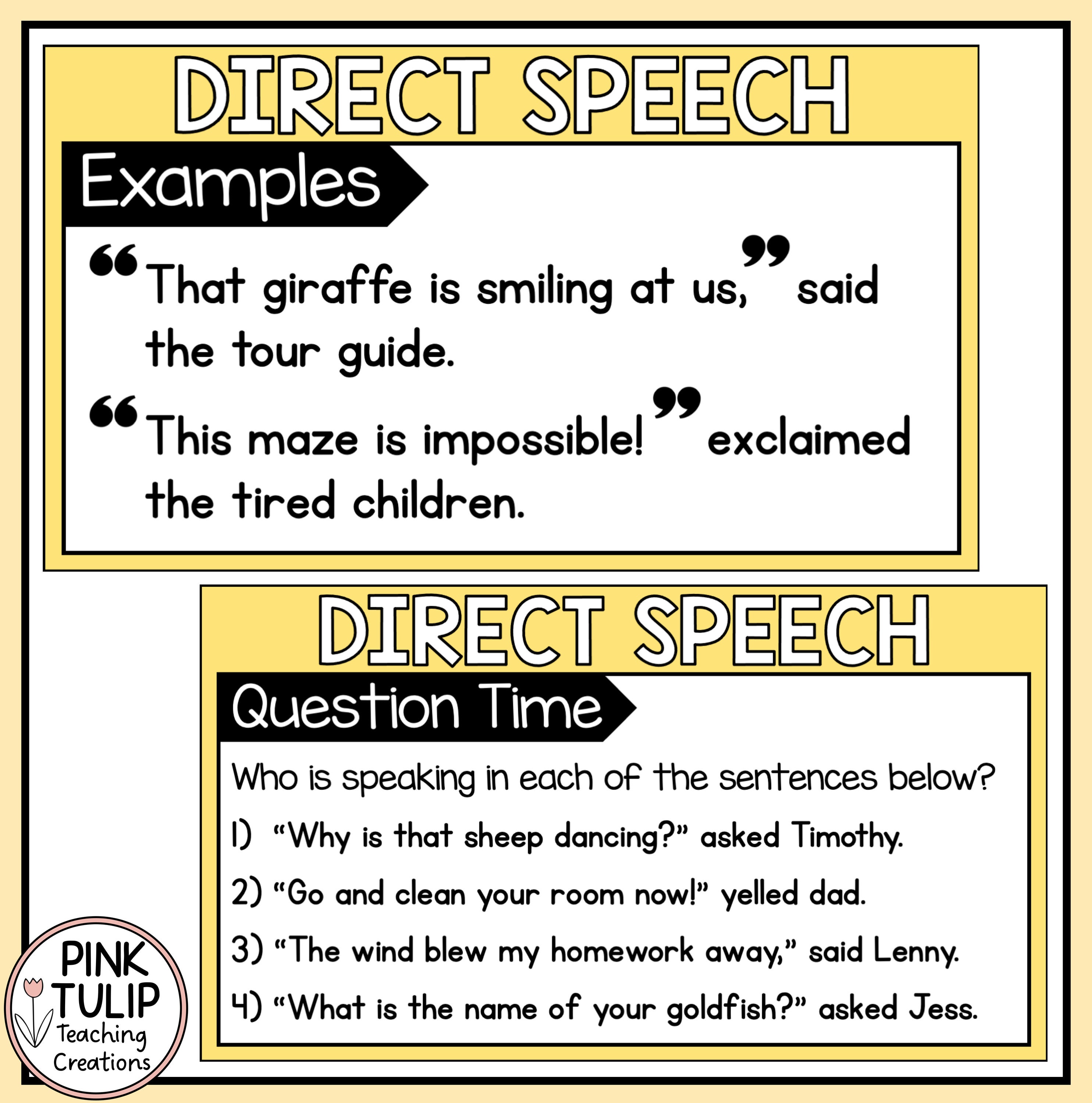 Direct Speech Quotation Marks Powerpoint - Guided Teaching - Etsy