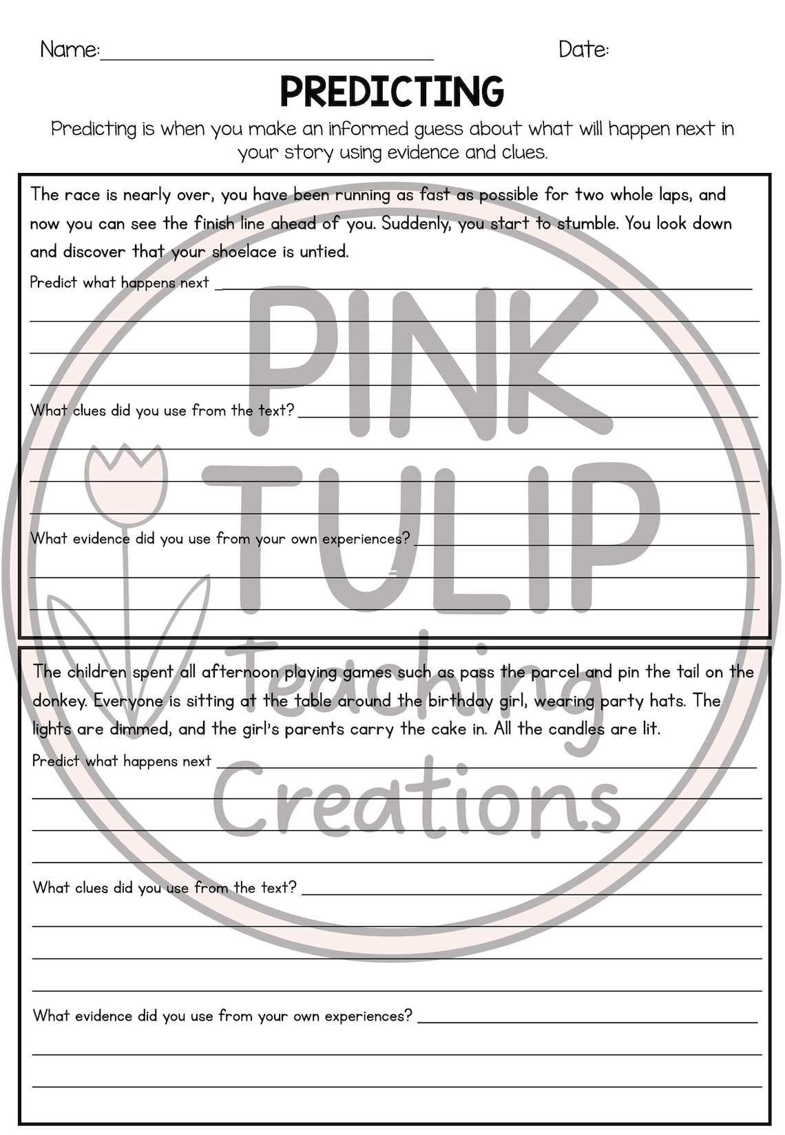 Predicting Worksheets 12 Reading Passages - Etsy