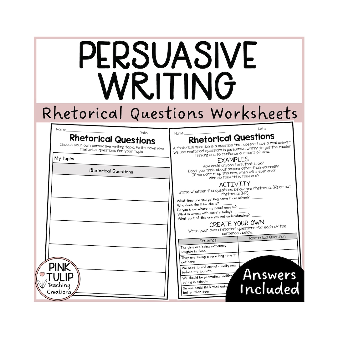 Rhetorical Questions - Persuasive Writing Worksheets - Etsy