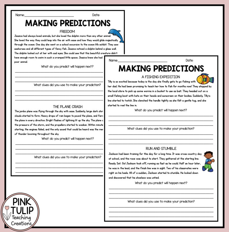 Making Predictions predicting Reading Worksheet Pack - Etsy