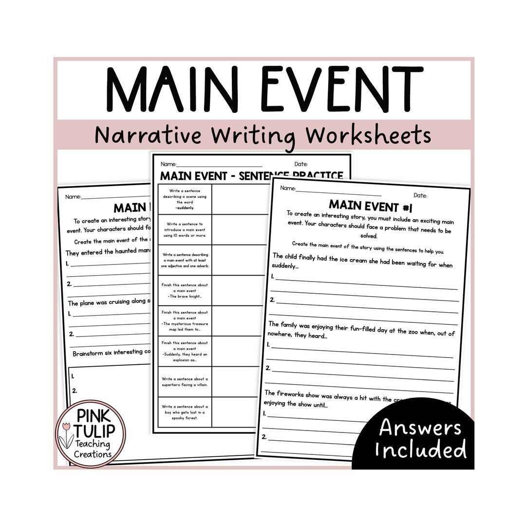 Main Event - Narrative Writing Worksheets - Etsy