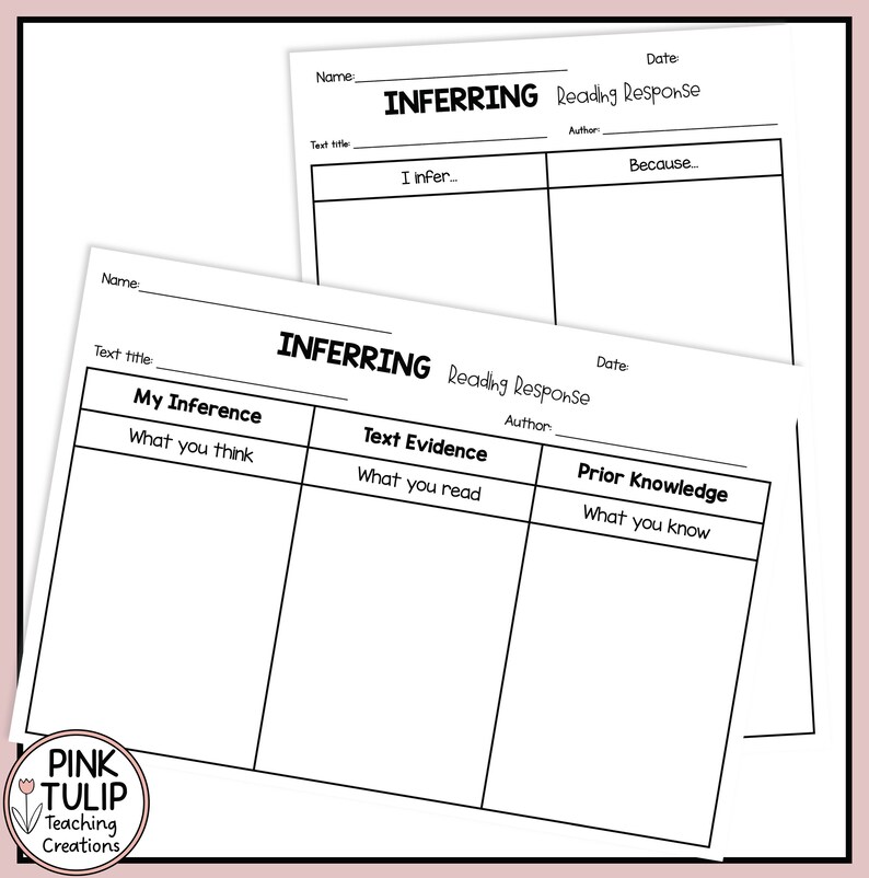 Making Inferences inferring Reading Response Pack Templates for Any ...