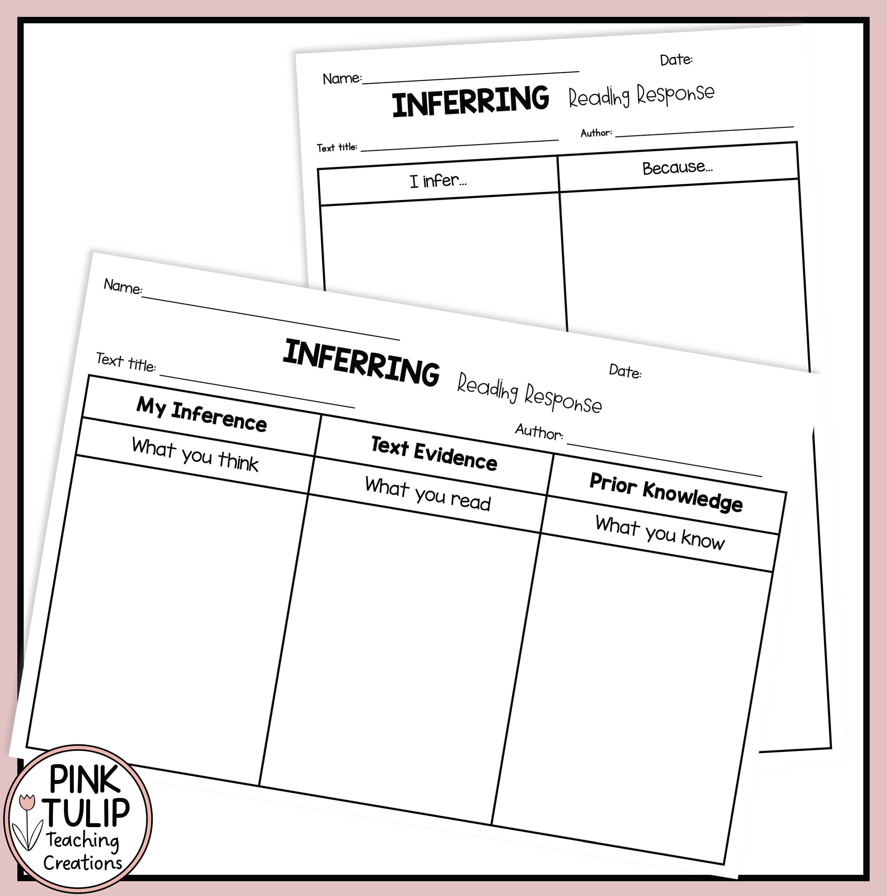 Making Inferences inferring Reading Response Pack Templates for Any ...