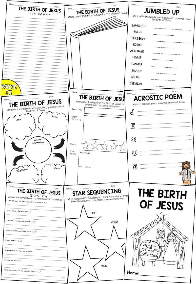 The Birth of Jesus - Story and Activity Pack - Etsy