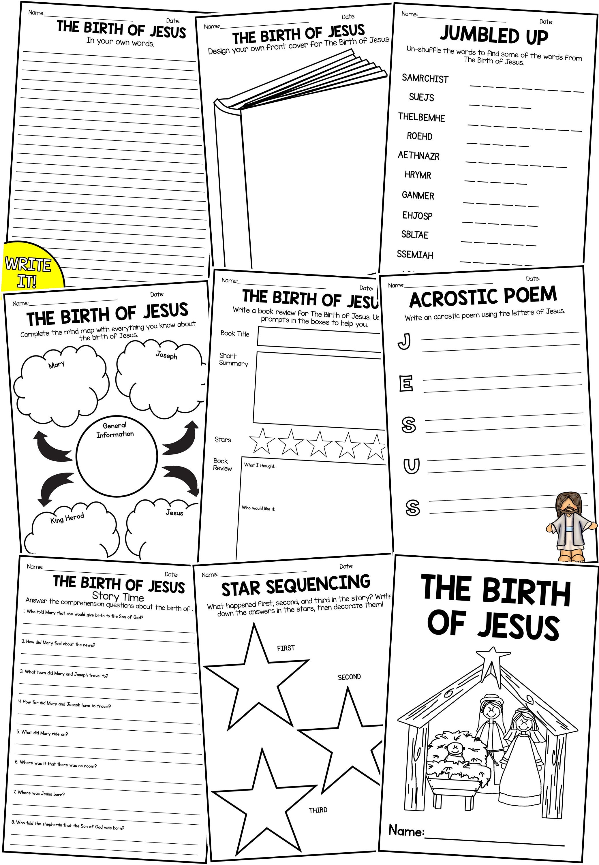 The Birth of Jesus - Story and Activity Pack - Etsy