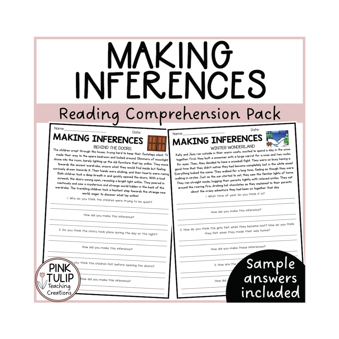 Making Inferences and Drawing Conclusions - Reading Worksheet Pack - Etsy