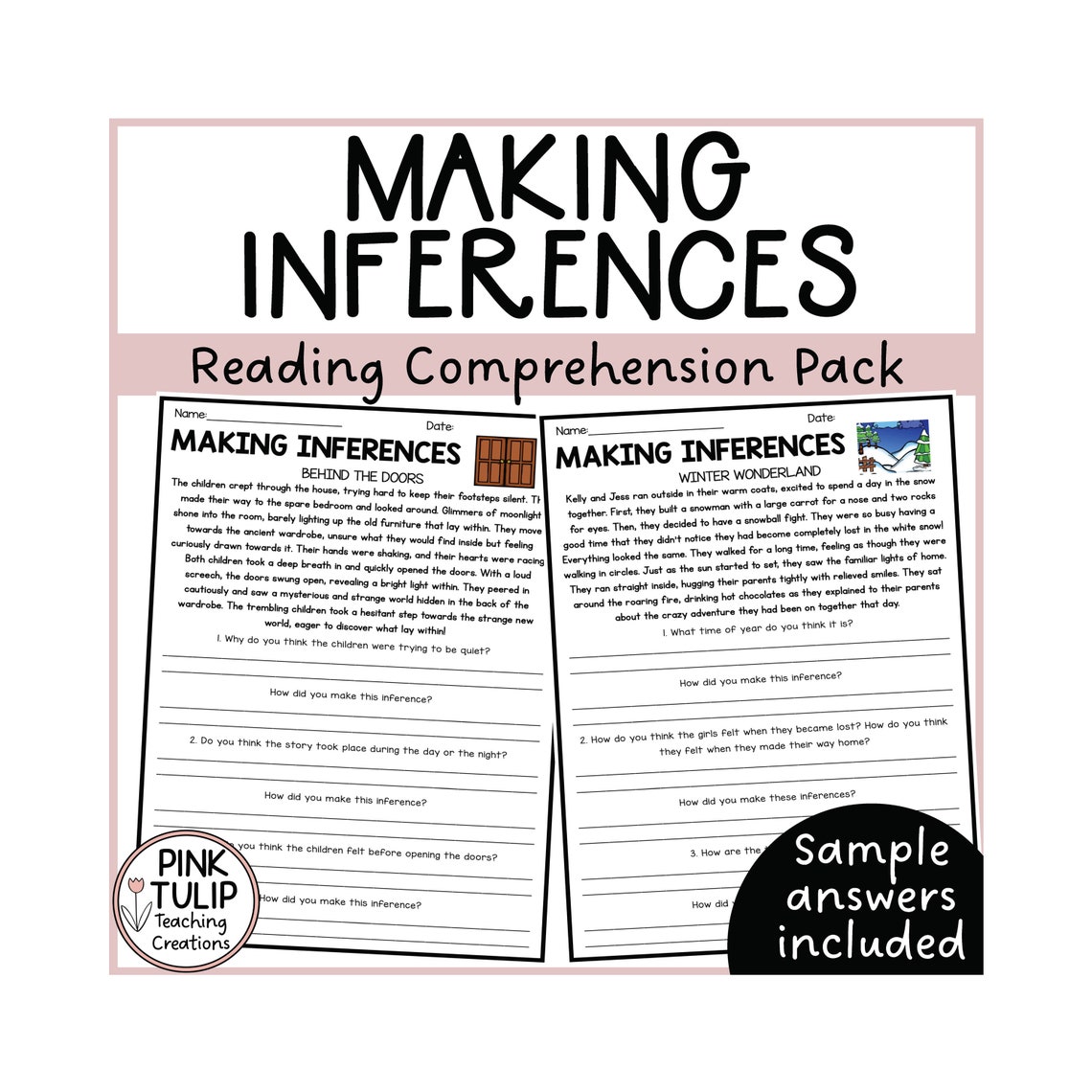 Making Inferences and Drawing Conclusions - Reading Worksheet Pack - Etsy