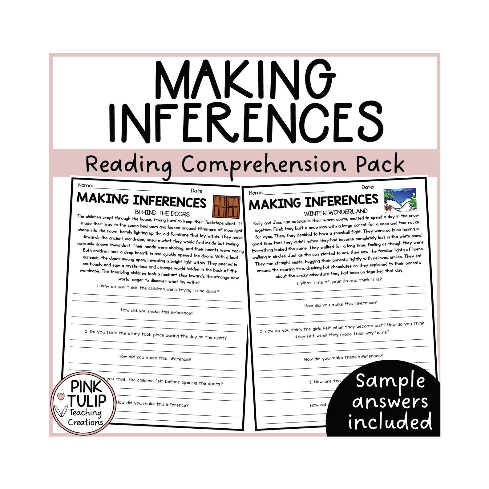Making Inferences and Drawing Conclusions - Reading Worksheet Pack - Etsy