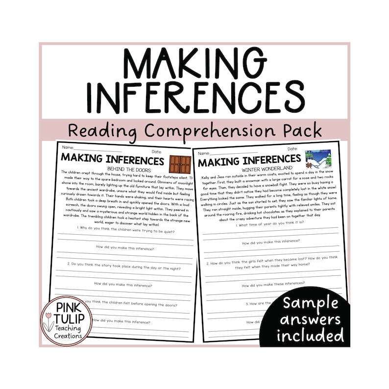 Making Inferences and Drawing Conclusions - Reading Worksheet Pack - Etsy