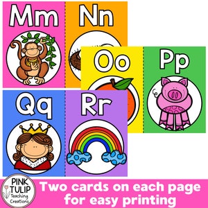 Alphabet Flash Cards Bright Rainbow Theme - Etsy
