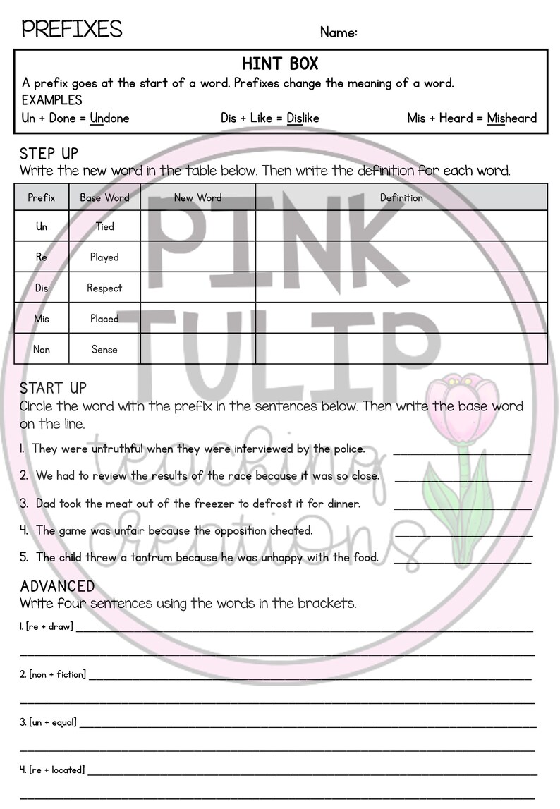 Prefixes and Suffixes Grammar Worksheets With Answers - Etsy