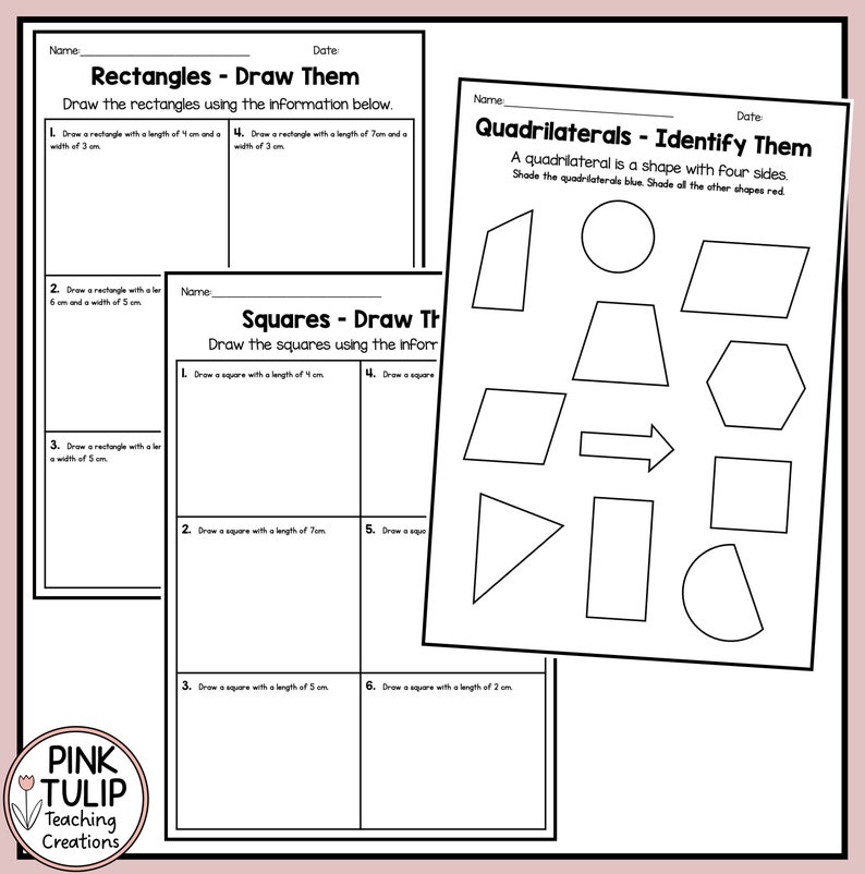 2D Shapes, Lines, and Patterns - Worksheet Pack - Etsy