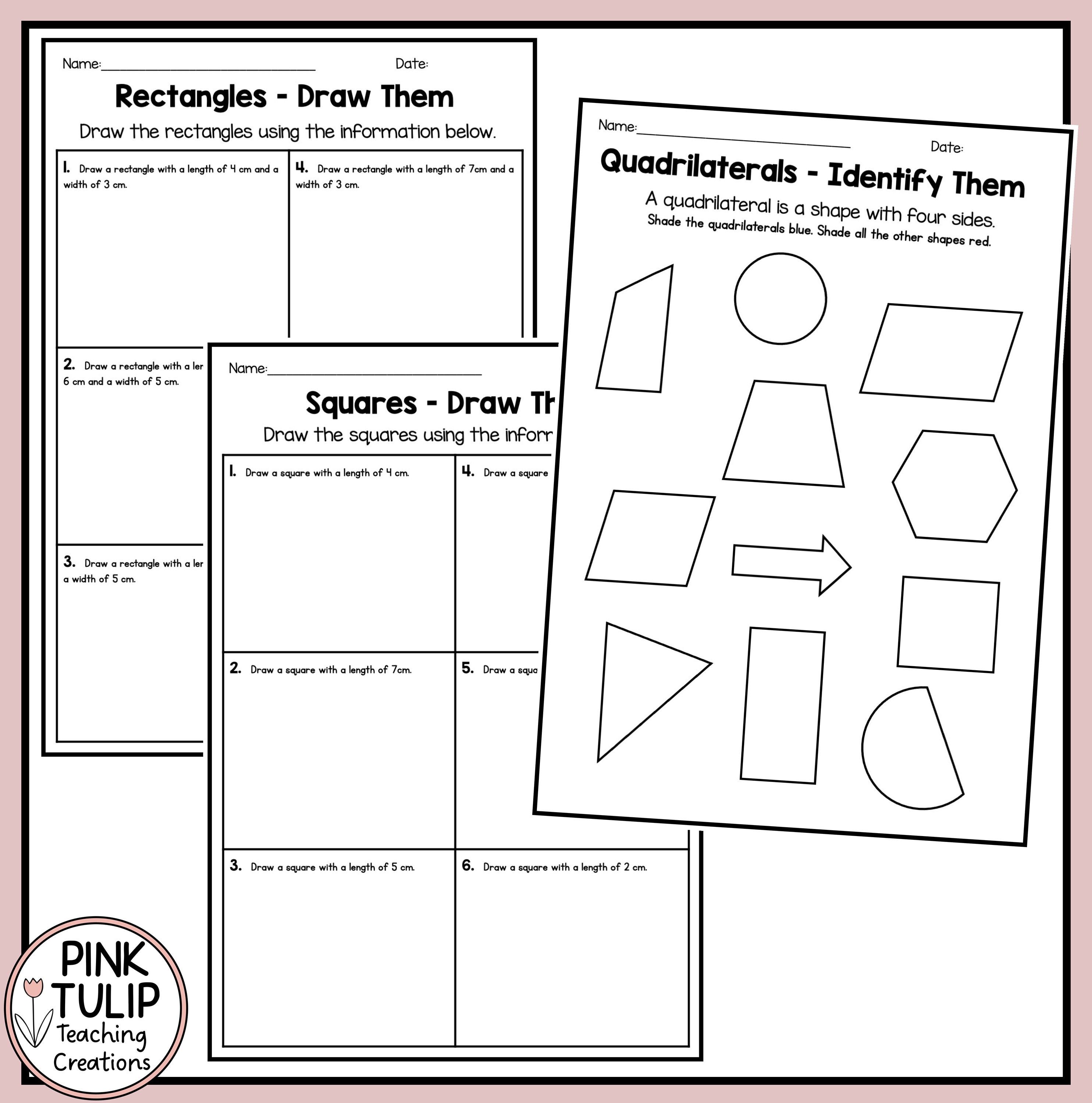 2D Shapes, Lines, and Patterns - Worksheet Pack - Etsy