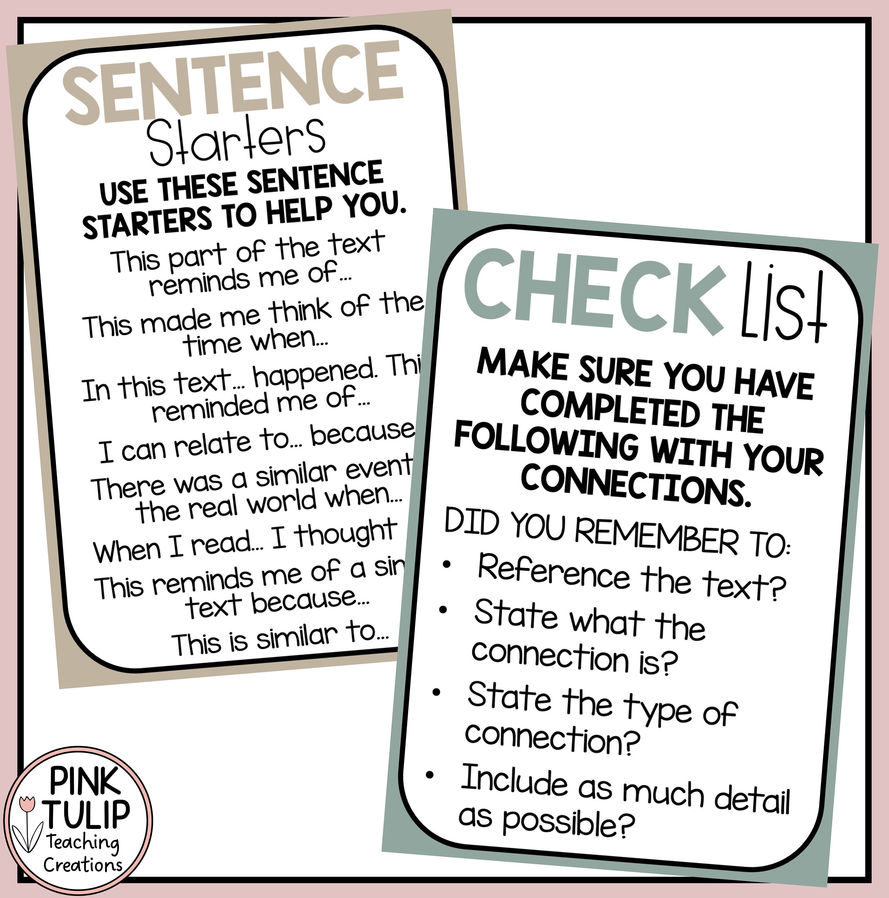 Making Connections Reading Posters - Earth Tones Classroom Decor - Etsy