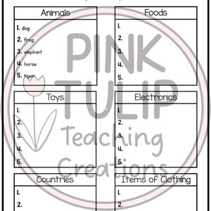 Nouns Mini Unit - Structured Worksheet Pack - Etsy