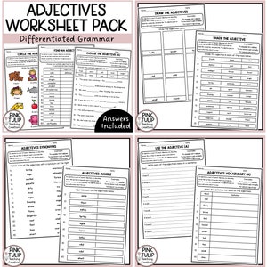 Adjectives Bundle - Worksheet Pack and Guided Teaching Powerpoint - Etsy