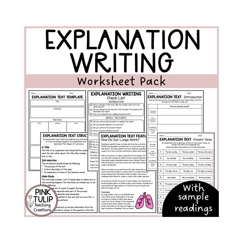 Explanation Text Writing Worksheet Pack - No Prep Lesson Ideas - Etsy