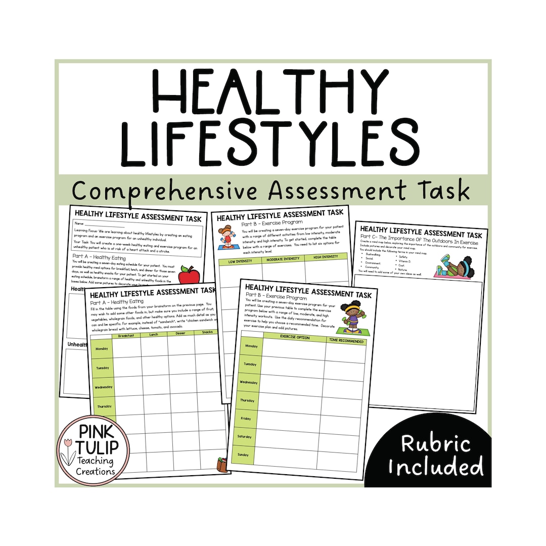 Healthy Lifestyle Assessment Task - Healthy Eating and Exercise - Etsy